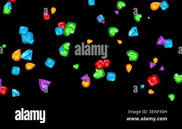 Moving colorful diamonds motion graphics with plain black background ...