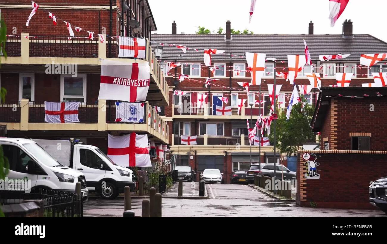 World Cup fever grips London's Kirby Estate as fans hang flags to show ...