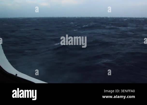 Video with amateur noises A ship in a storm at sea, a view from the ...