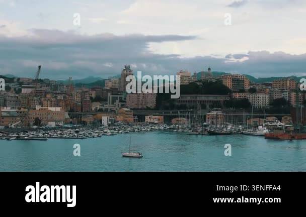Panorama view of the city of Italy Genoa, a port city in Italy ...