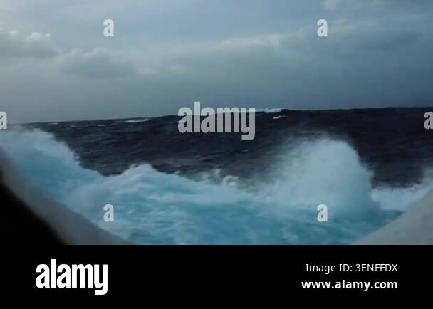 Video with amateur noises A ship in a storm at sea, a view from the ...