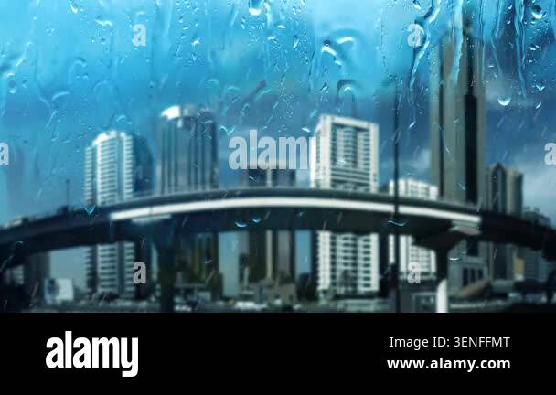Background graphic beautiful rain skyscraper, in a metropolis, Rain ...