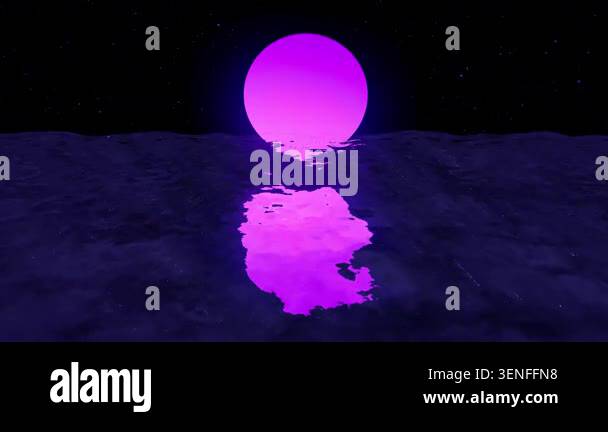 Animation of a big moon in the galaxy, beautiful graphics of the ...