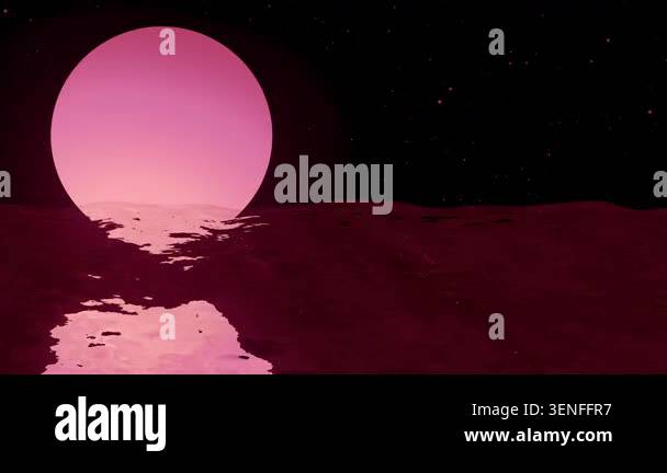 Animation of a big moon in the galaxy, beautiful graphics of the ...