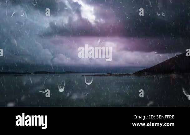 4K Resolution Graphic Rain Animation Background With Beautiful Searing ...