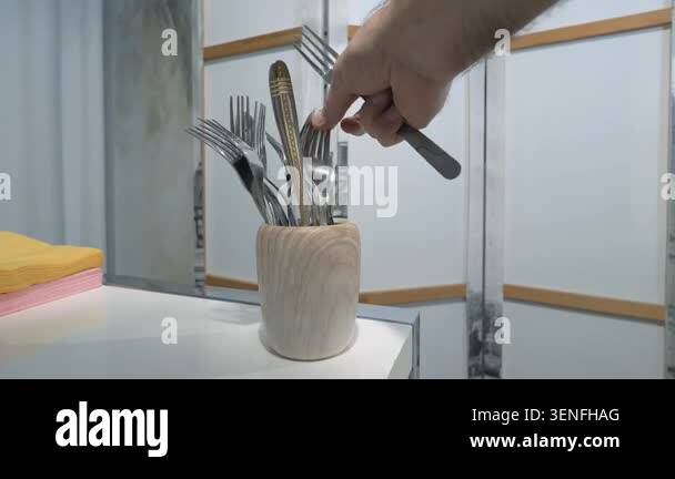 Cutlery (forks and spoons) should be held in hand. Forks and glasses ...
