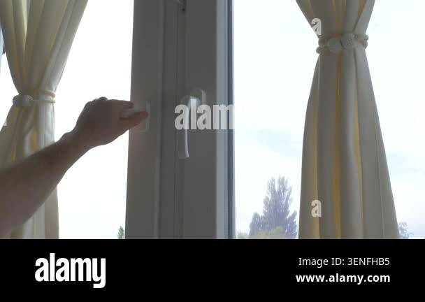 Open windows in the house for ventilation, open plastic windows in the ...