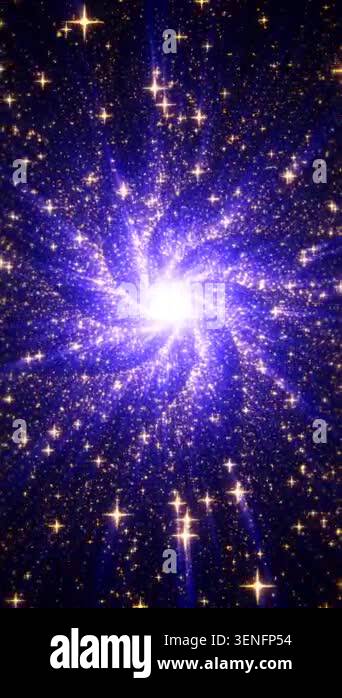 A vibrant animation of golden sparkling stars revolving around a ...