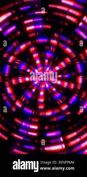 Hypnotic rotation of neon pink, purple, and blue dash lines forming a ...