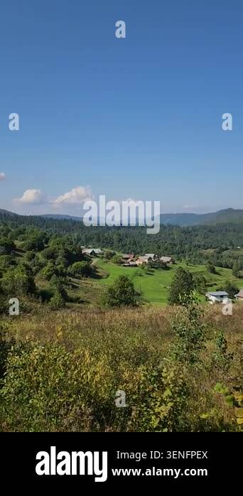 view of beautiful green mountains and blue sky in summer season Stock ...