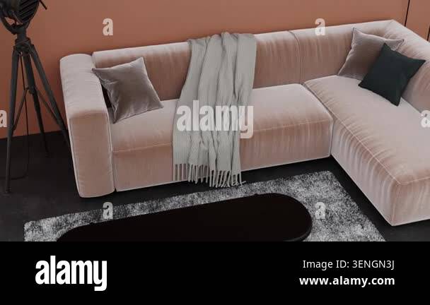 The animation presents a space designed with brown tones. Various ...