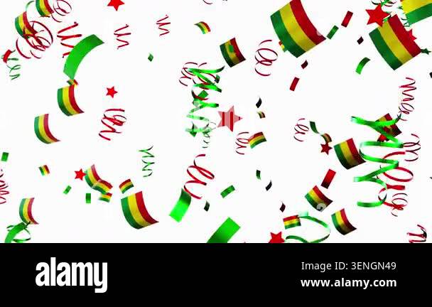 Confetti falls in the colors of the Bolivia national flag. This ...