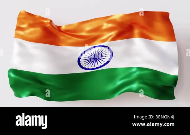 The Indian national flag is animated in 3D, showcasing smooth motion ...