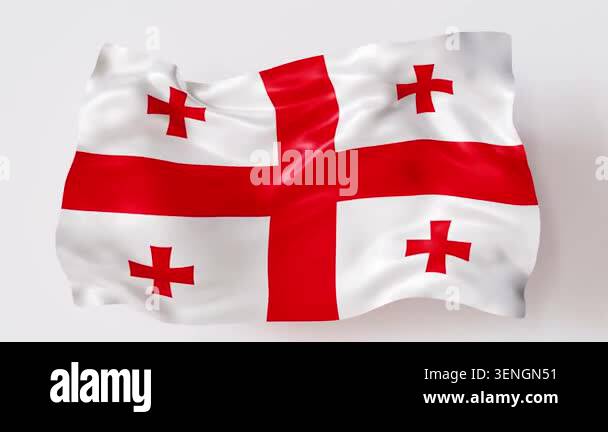 A 3D animated national flag of Georgia waves gently, showcasing the ...
