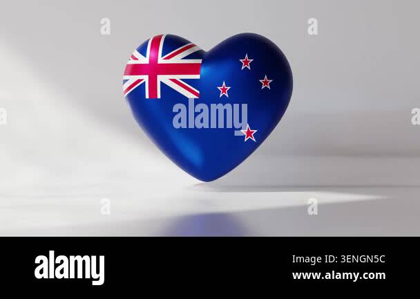 A 3D heart features the New Zealand flag. The heart rotates smoothly in ...