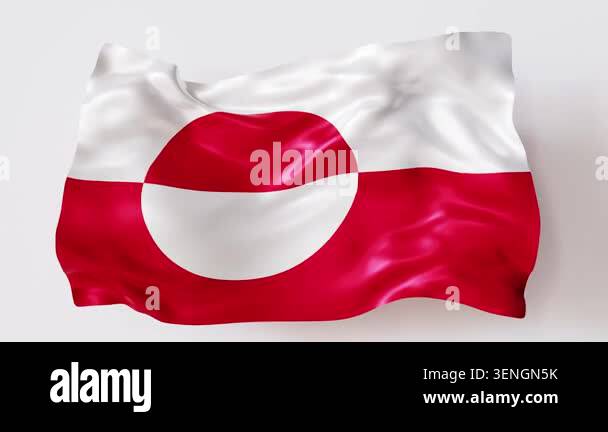 The national flag of Greenland waving in a smooth motion. The flag ...