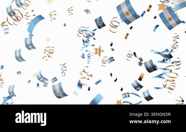 Confetti falls in the air, featuring the colors of the Argentina ...