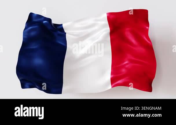 The national flag of France waving in a realistic 3D motion. The colors ...