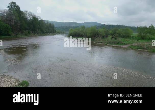 Spring picturesque mountain river band view. (Stryi river near ...
