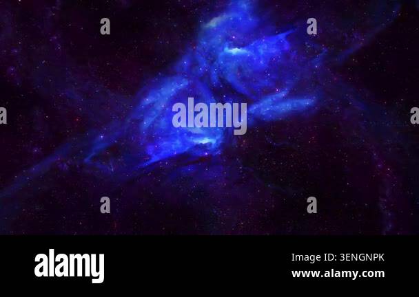 Seamless loop animation of flying through a beautiful, glowing blue and ...
