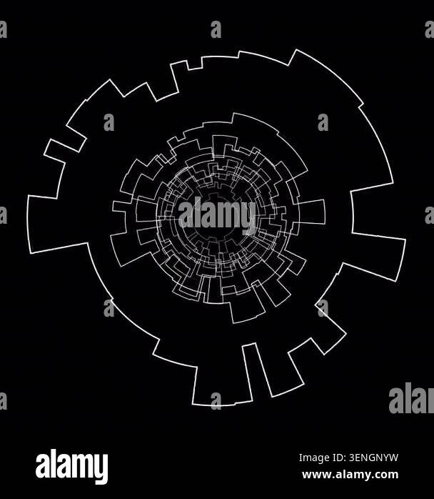Seamless loop animation of a futuristic circular interface. White ...