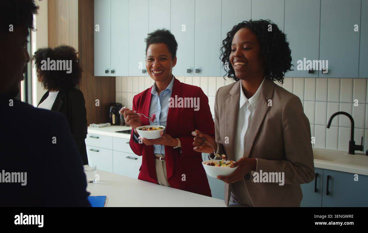 Lunch Break in the Modern Office Space Stock Video Footage - Alamy