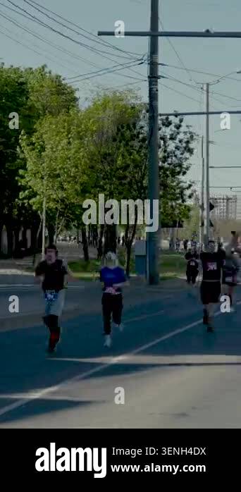 Chisinau, Moldova - June 1, 2026 Marathon. Runners of various ...