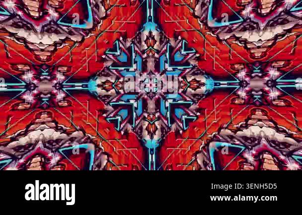 Vibrant graffiti kaleidoscope VJ loop background. Hypnotic zoom motion ...