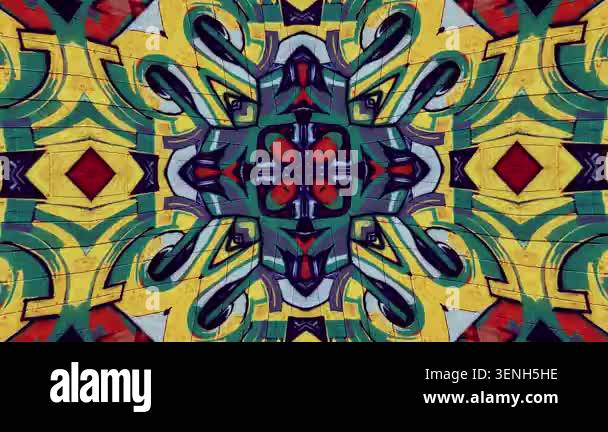 Vibrant graffiti kaleidoscope VJ loop background. Hypnotic zoom motion ...