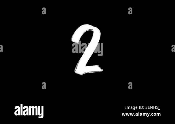 Stop Motion numbers animation pack. Hand written white paint brush ...