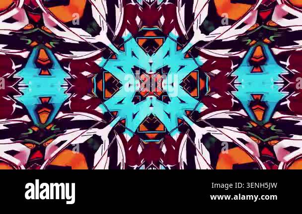 Vibrant graffiti kaleidoscope VJ loop background. Hypnotic zoom motion ...