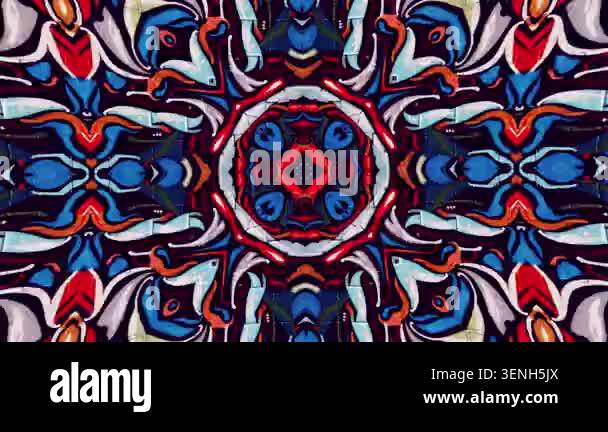 Vibrant graffiti kaleidoscope VJ loop background. Hypnotic zoom motion ...