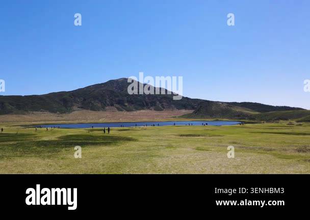 Kusasenrigahama volcanic plain inside Mount Aso caldera in Kumamoto ...