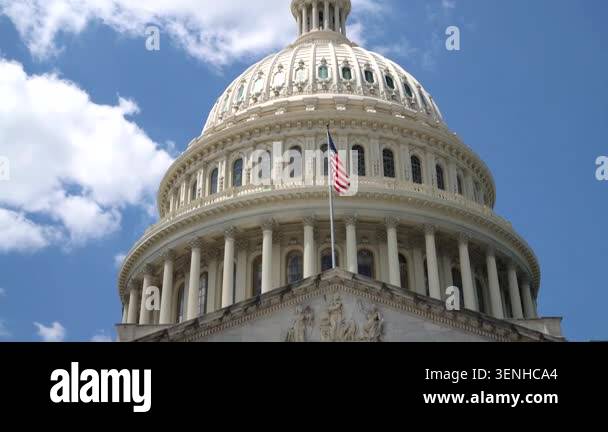 Patriotic symbol of democracy and government Capitol dome and flag ...