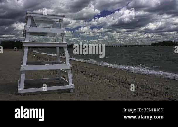 NORWALK, CT, USA - JUNE 1, 2026: Time lapse from empty white lifeguard ...