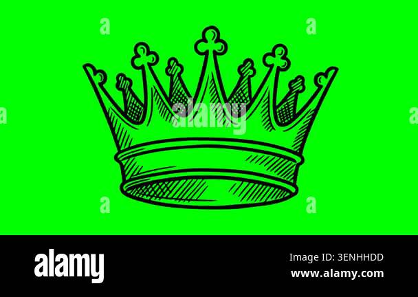 Hand drawn style crown animation featuring a regal crown with black ...