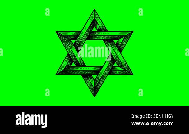 hand drawn star of david jewish symbol loop animation on chroma key ...
