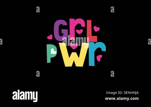 A vibrant graphic displays "GRL PWR" in colorful letters adorned with ...