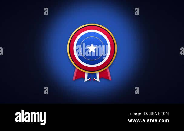 Animated Patriotic Celebration Badge with Circular Stars Ribbon ...