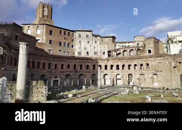 The ancient Roman ruins of Trajan's Market, featuring the iconic semi ...