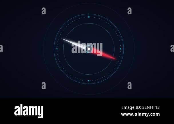 Compass direction animation with rotating navigation indicator and ...