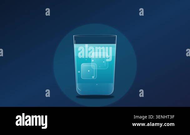 Refreshing beverage bubble animation with rising fizz and drink concept ...