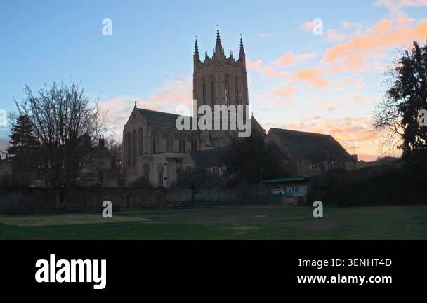 St Edmundsbury Cathedral 4K Video: Gothic Millennium Tower at Sunset ...
