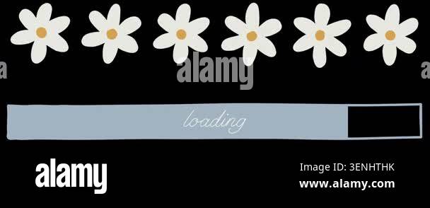 Animated video flower daisy spring loading counter bar game process ...