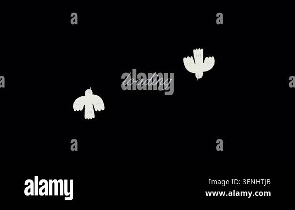 Animated video flying birds loading counter bar game process progress ...