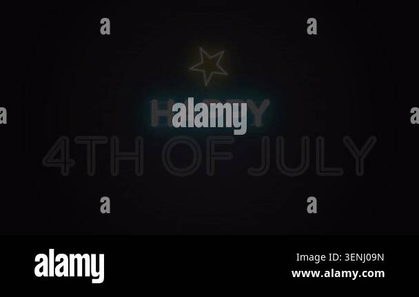 animated Neon sign with Happy 4th of July text Stock Video Footage - Alamy