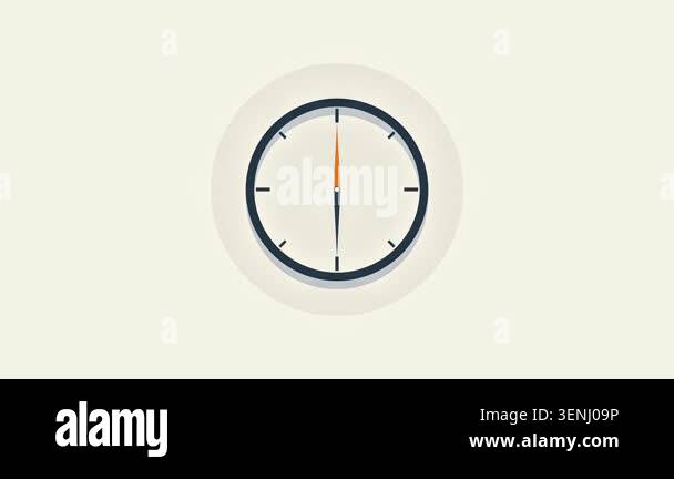 Animated Clock Icon Showing Fast Passage of Time on Minimalist ...