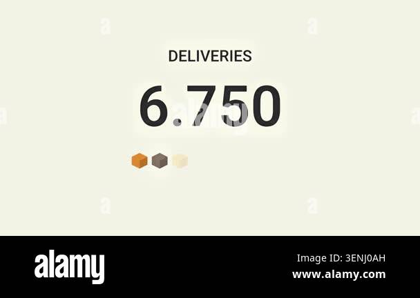 Animated delivery counter with colorful cube icons showing business ...