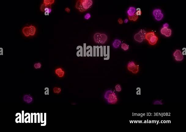 Glowing neon animation of butterfly wings falling down in a black ...