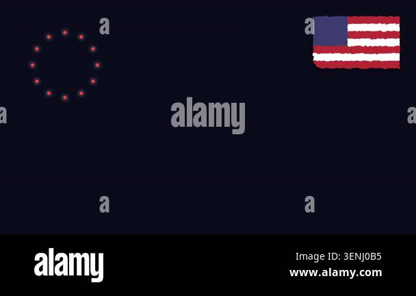 American flag and Happy 4th of July text on black background Stock ...